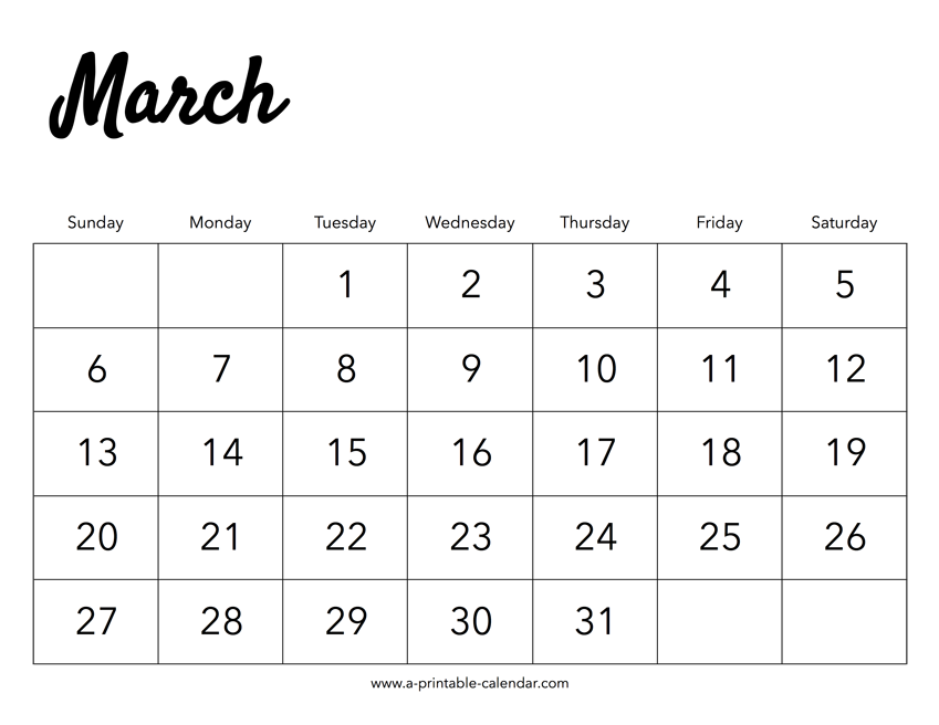 2022 March Calendar - A Printable Calendar