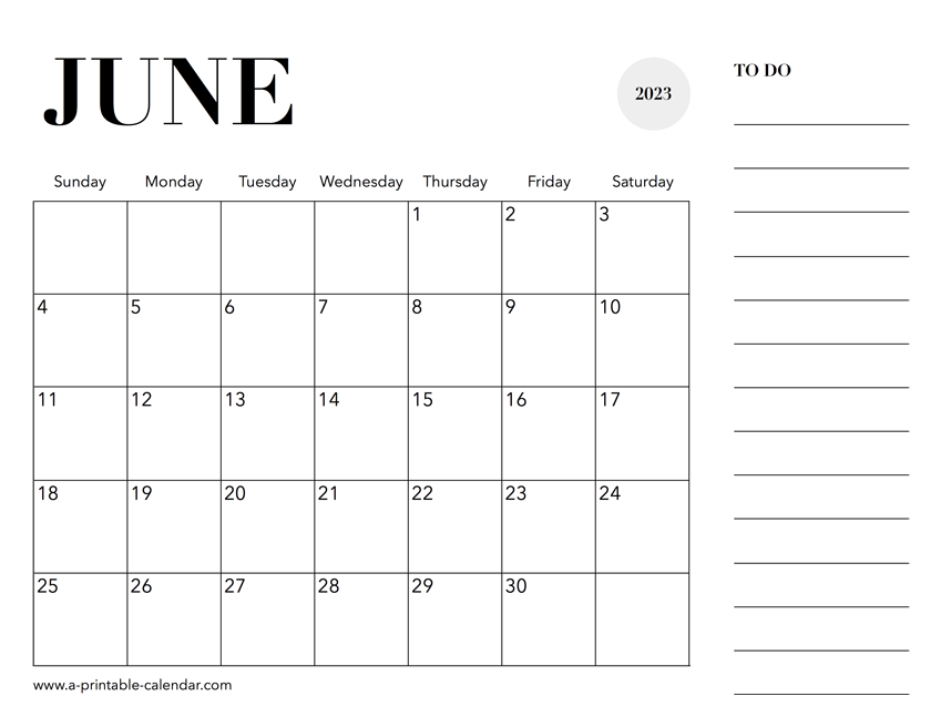 2023 Calendar June A Printable Calendar