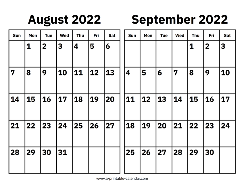August And September 2022 Calendar