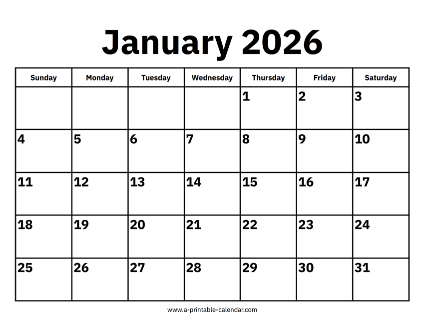 January 2026 Calendar - A Printable Calendar