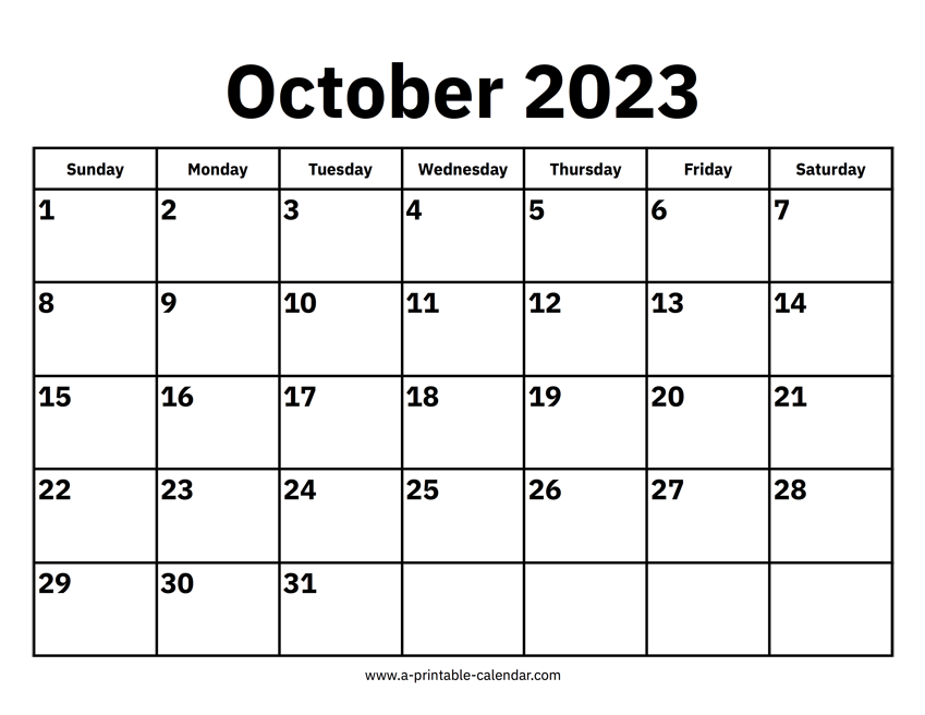 October 2023 Calendar